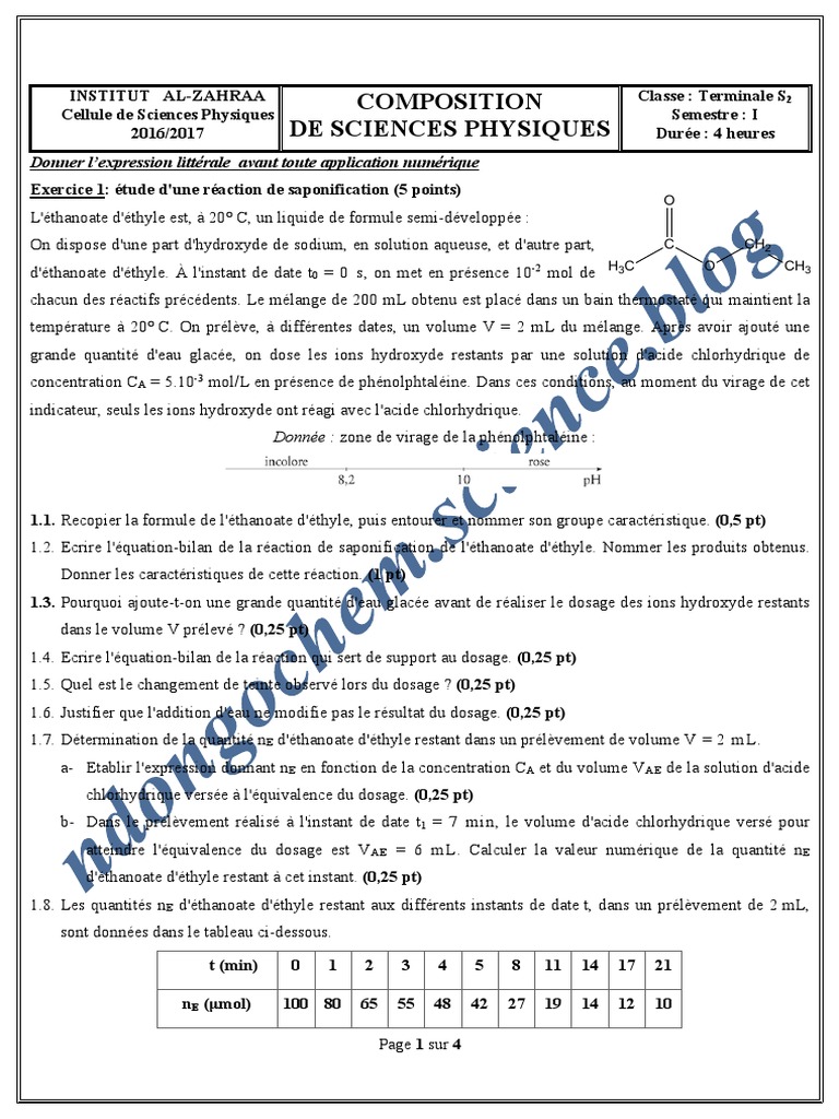 Compo1 20162017 | PDF | Pendule (physique) | Satellite