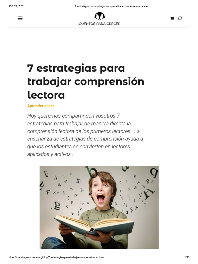7 Estrategias para Trabajar Comprensión Lectora Aprender A Leer | PDF ...