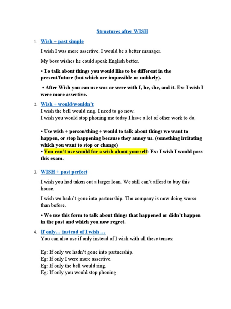 Wishing for Better Outcomes: Examples of Using Modal Verbs after "Wish ...