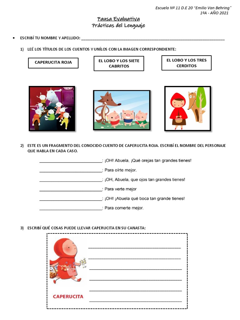 Actividades Cuentos Con Lobos | PDF