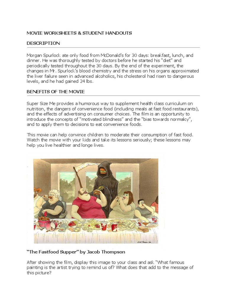 MOVIE WORKSHEETS Supersize Me | PDF | Foods | Fat
