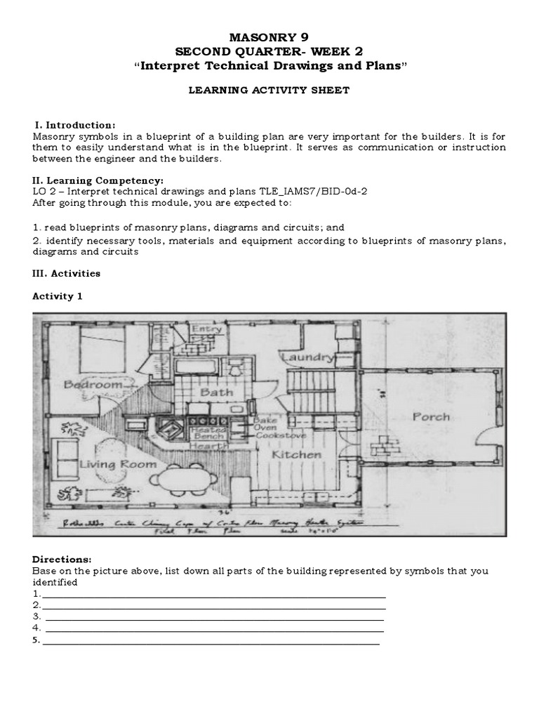 Masonry 9 Second Quarter-Week 2 Interpret Technical Drawings and Plans ...