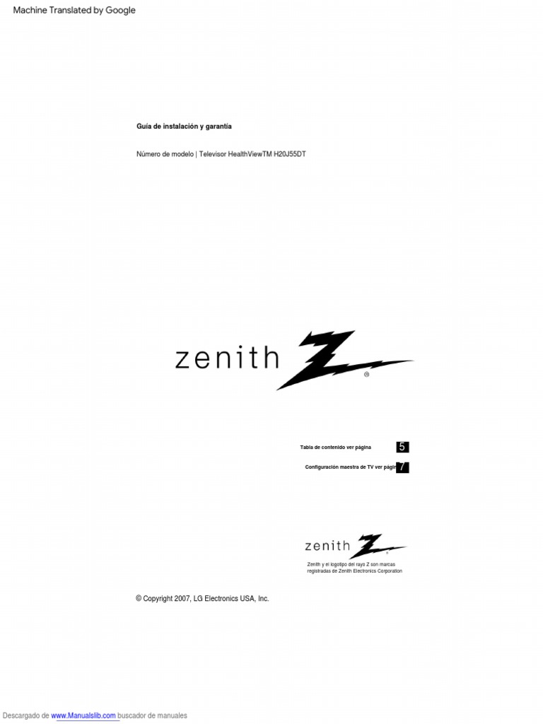ZENITH Healthview - h20j55dt (ES) | PDF | Televisión | Televisión por cable