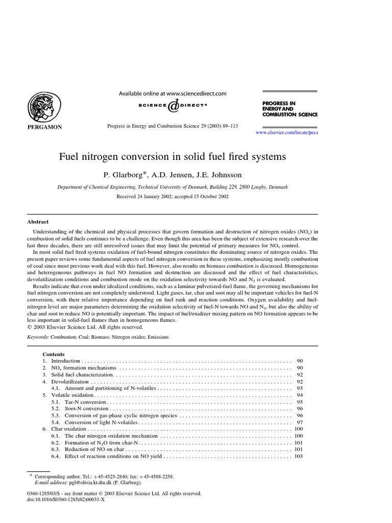 Fuel Nitrogen Conversion in Combustion | PDF | Combustion | N Ox