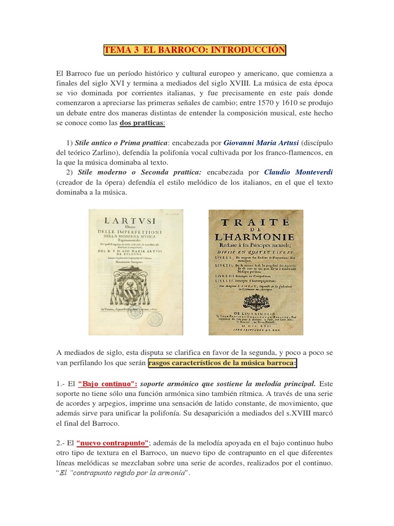 Tema 3 Introducción Al Barroco. La Camerata Florentina | Descargar gratis PDF | Barroco | Musica ...