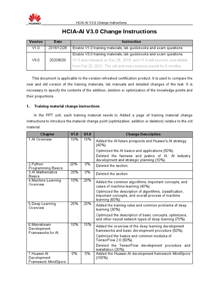 HCIA-AI V3.0 Version Instructions | PDF | Intelligence (AI) & Semantics ...