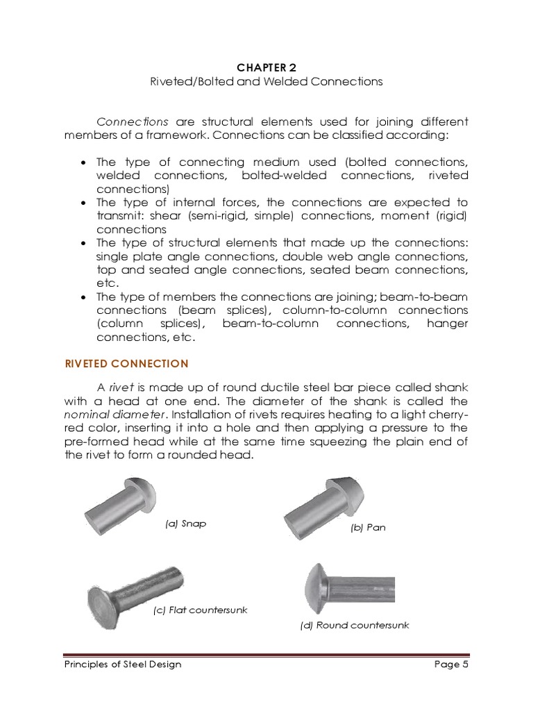 CHAPTER 2 Riveted, Bolted and Welded Connections | PDF | Screw | Rivet