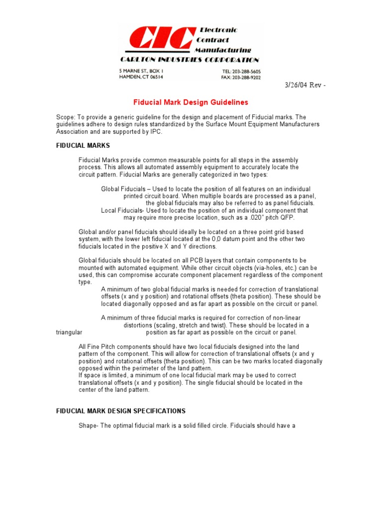 Fiducial Mark Design Guidelines | PDF | Printed Circuit Board ...
