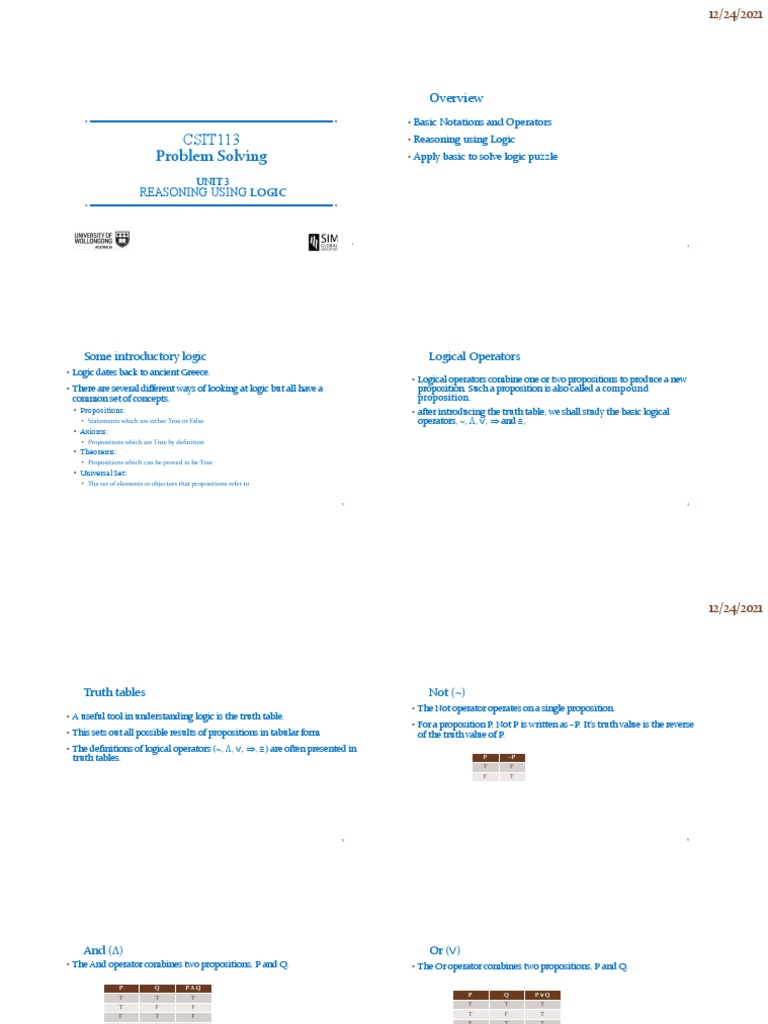 Unit 3 - Reasoning Using Logic | PDF | Theorem | Teaching Mathematics