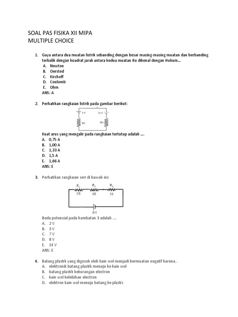 SOAL PAS FISIKA XII MIPA | PDF