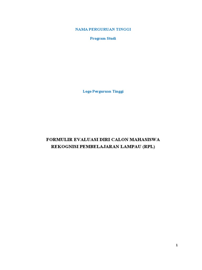 Contoh - 02 Formulir Evaluasi Diri - 020721 | PDF