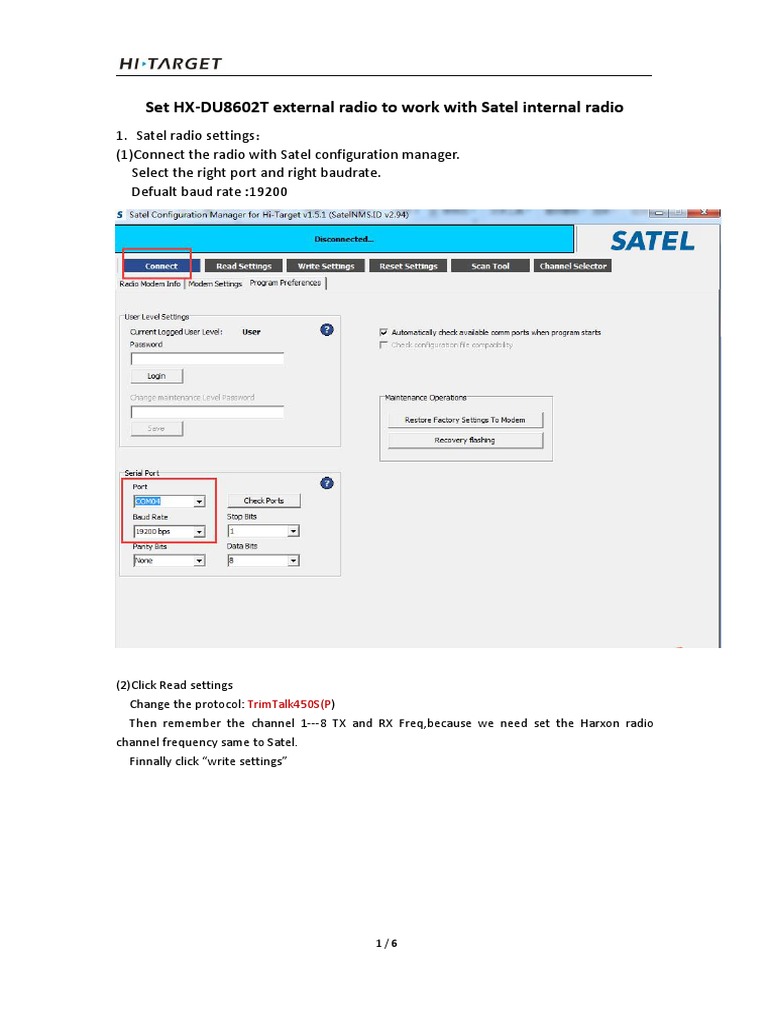Set HX-DU8602T External Radio To Work With Satel Internal Radio | PDF