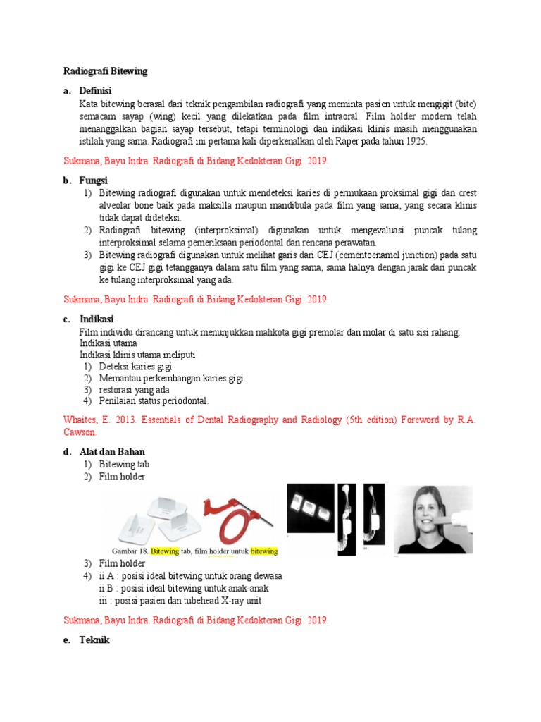 Teknik dan Indikasi Radiografi Bitewing | PDF | Sains & Matematika