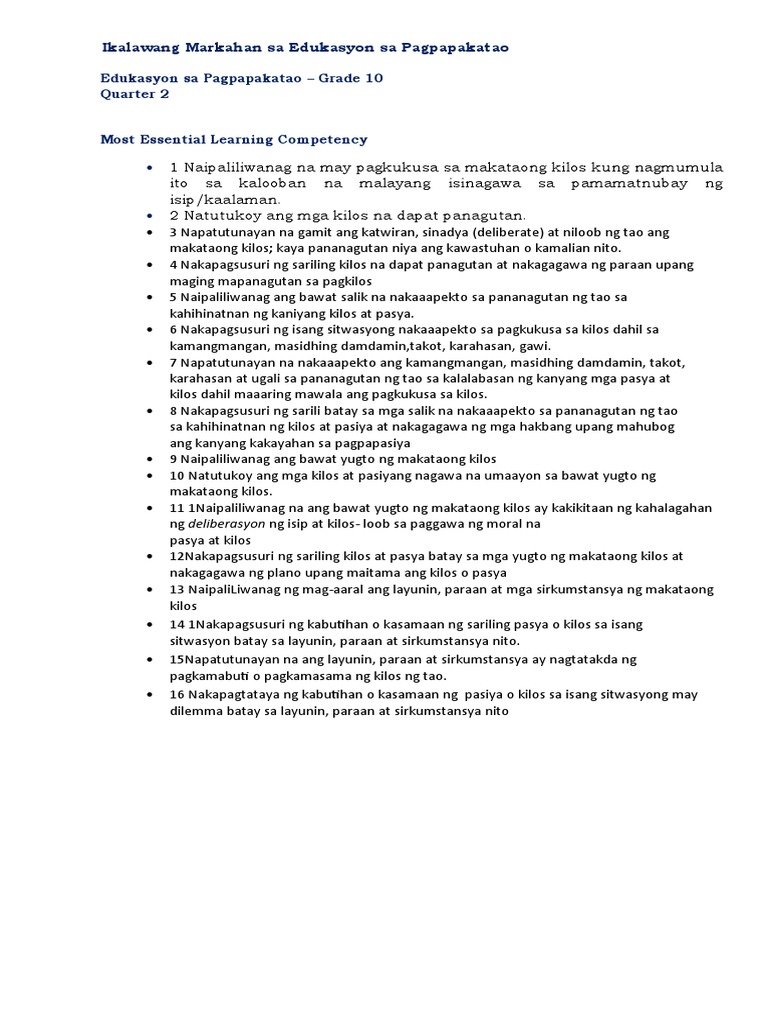 EsP10-TQ With TOS (Sta. Maria Is) | PDF