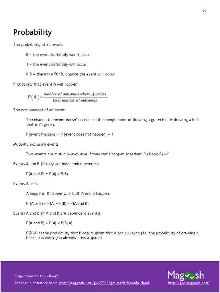 Magoosh Math Probability Formula | PDF