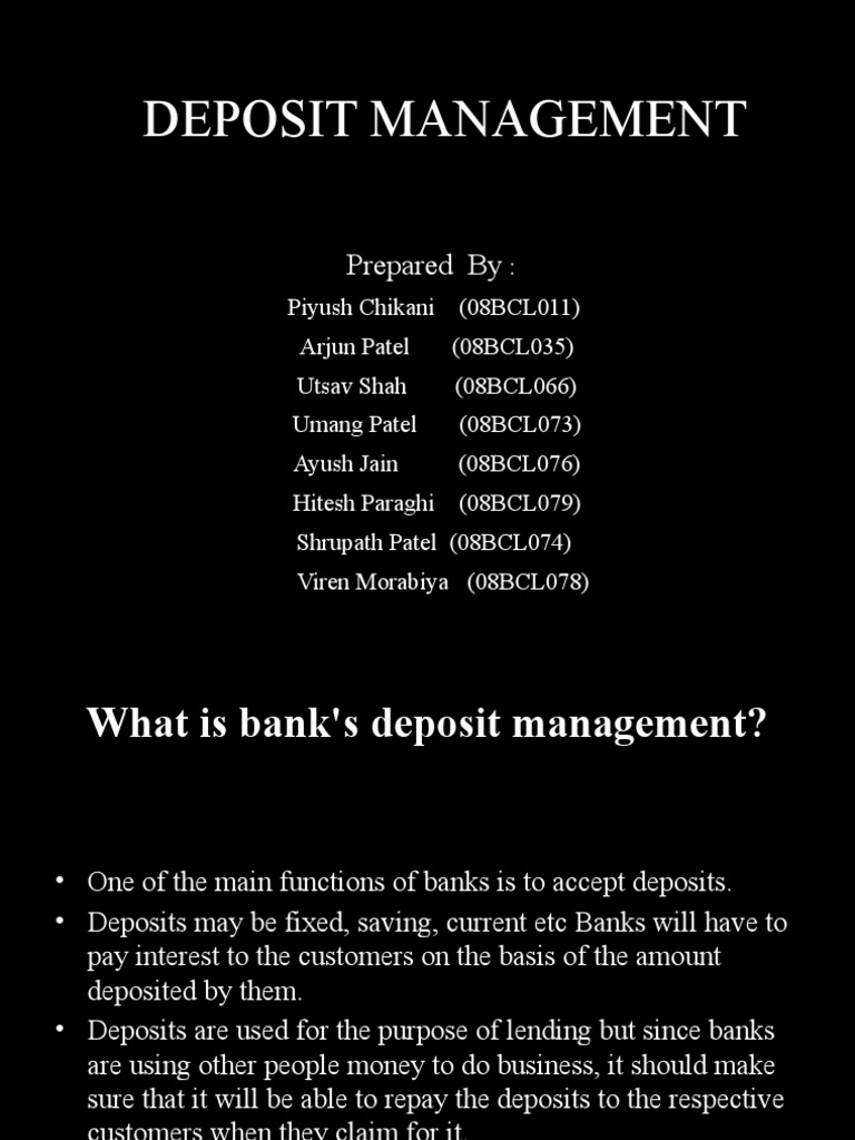 Deposit Management | PDF | Banks | Deposit Account