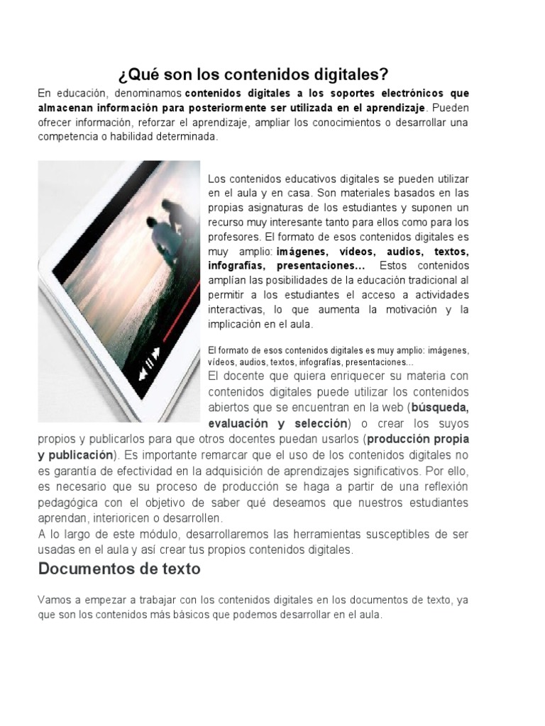 Qué Son Los Contenidos Digitales | PDF | Blog | Aprendizaje