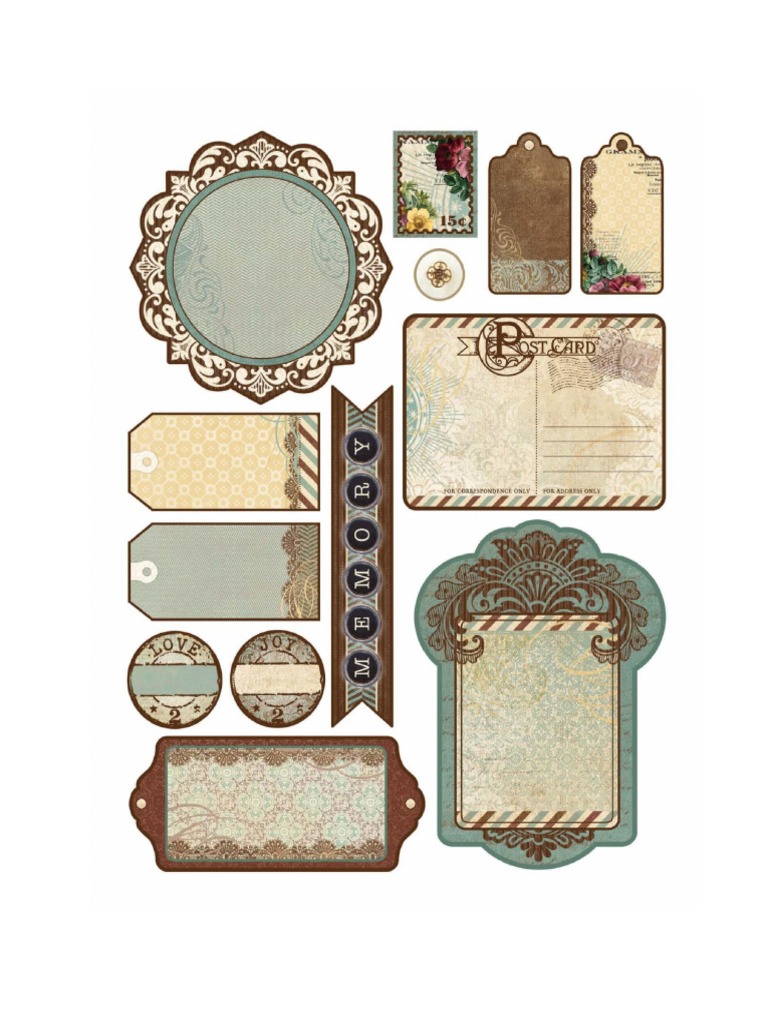 Vintage Scrapbook Printable Stickers | PDF