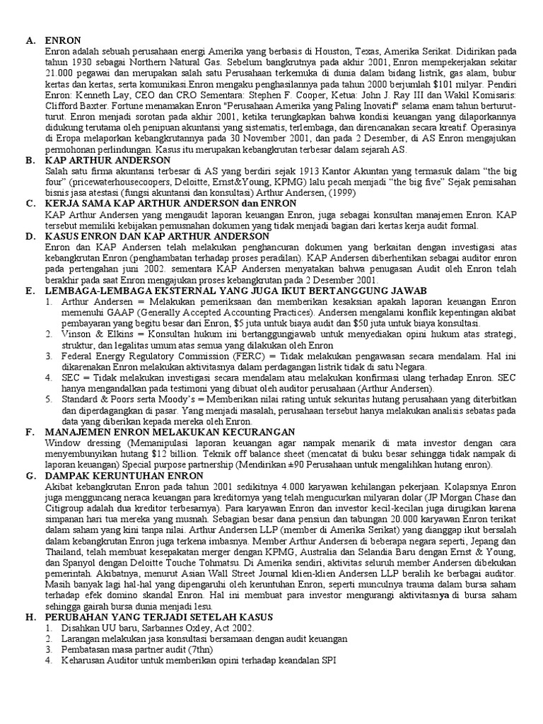 Ringkasan Kasus Enron | PDF