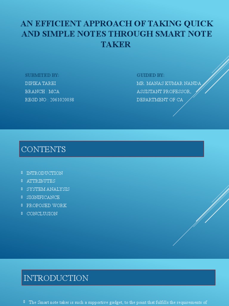 Smart Note Taker: Efficient Note-Taking Device | PDF | Personal ...