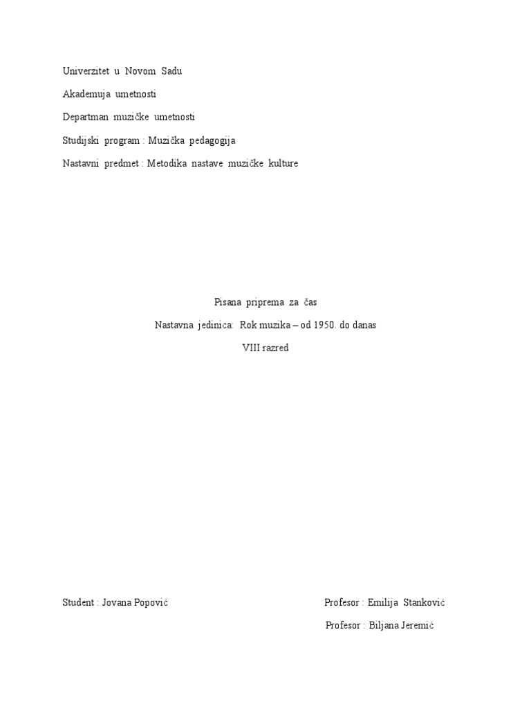 Priprema - Rok Muzika | PDF