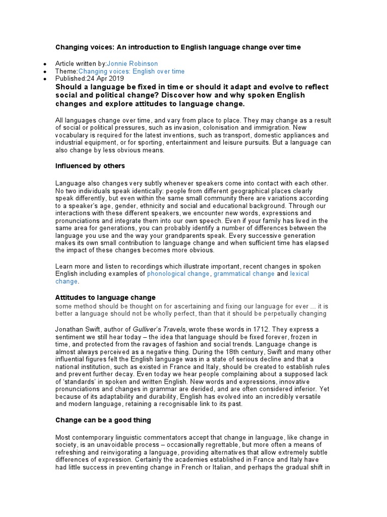 Changing English | PDF | English Language | Cognitive Science