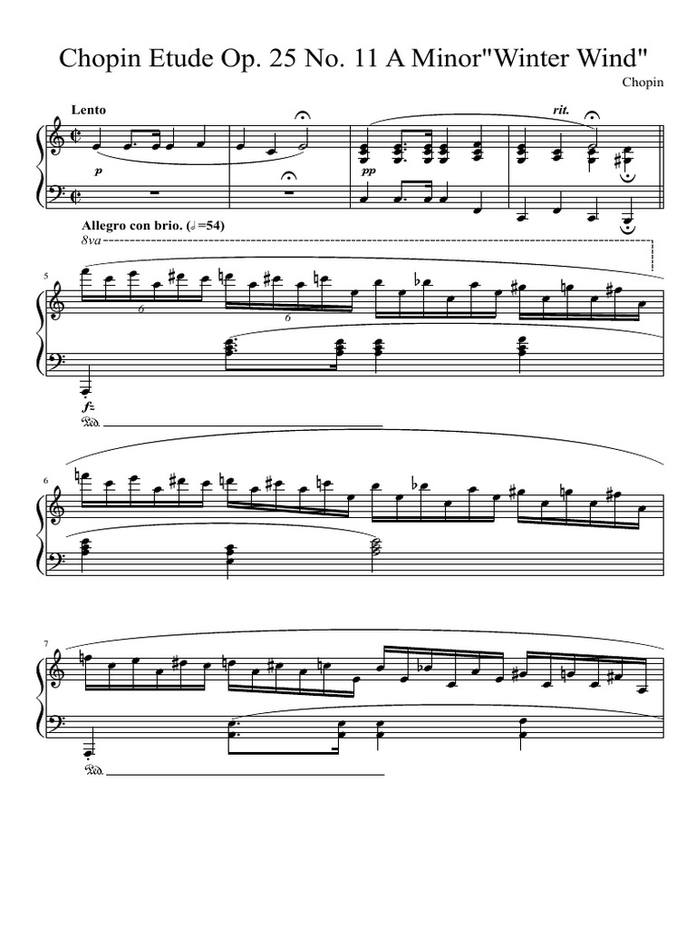 Chopin Etude Op. 25 No. 11 A Minor"Winter Wind": Lento | PDF | Musical Compositions | Musical Forms