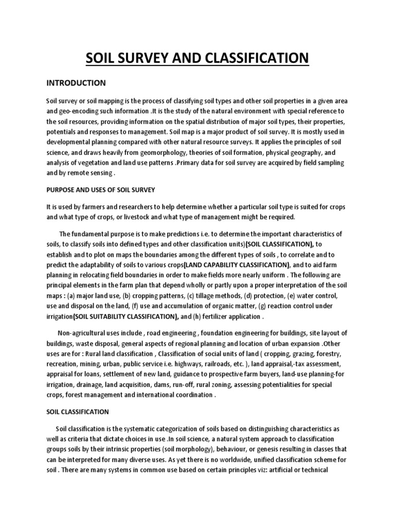Soil Survey and Classification Overview | PDF | Soil | Surveying