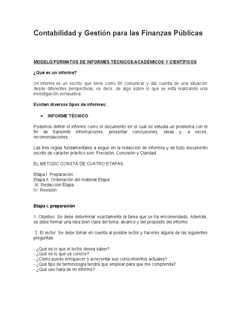 Modelo Formato de Informes | PDF | Bibliografía | Contabilidad