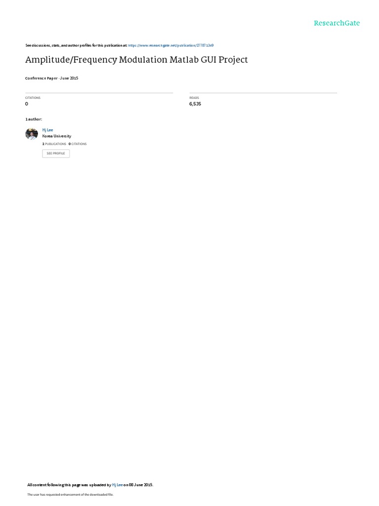 Amplitude/Frequency Modulation Matlab GUI Project: June 2015 | PDF | Frequency Modulation ...