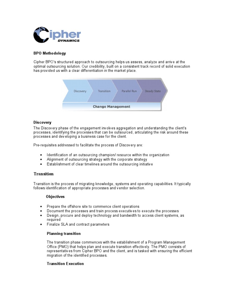 BPO Methodology | Service Level Agreement | Outsourcing