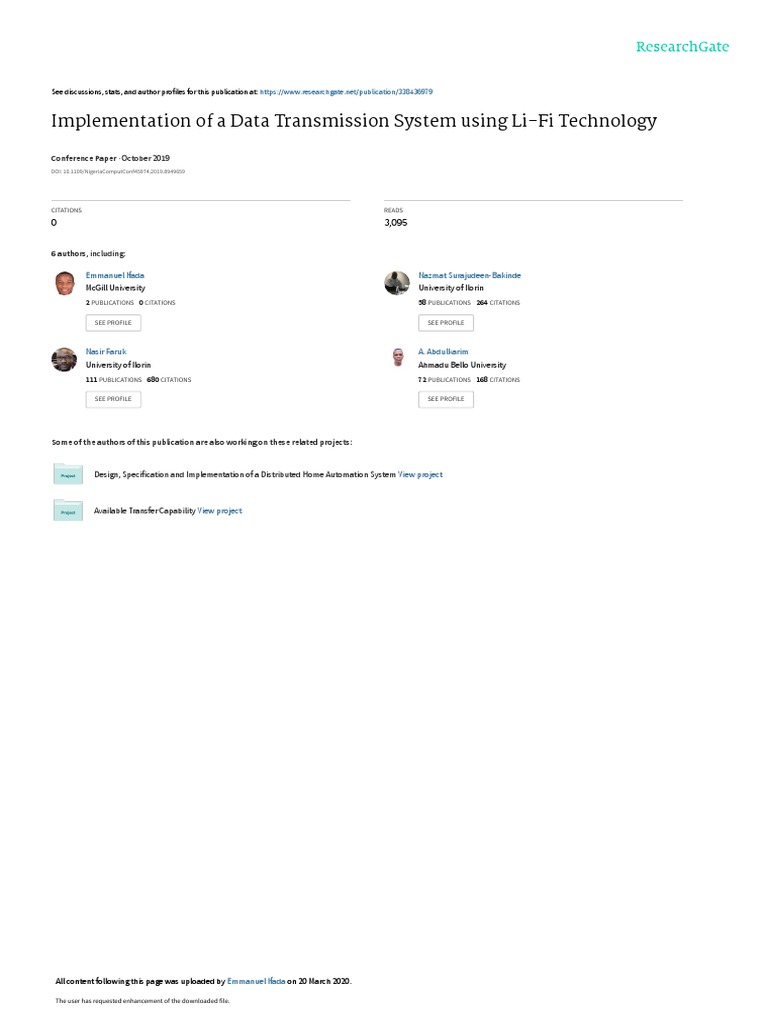 Implementation of A Data Transmission System Using Li-Fi Technology | PDF | Amplifier ...