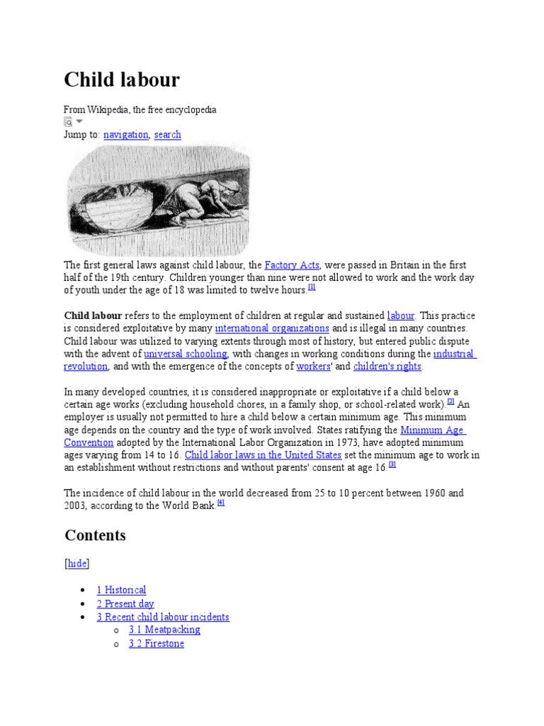 Child Labour: From Wikipedia, The Free Encyclopedia | PDF | Child ...