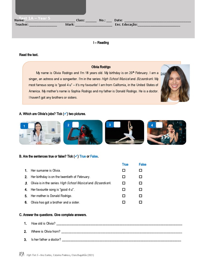 Year 5 English Test | PDF