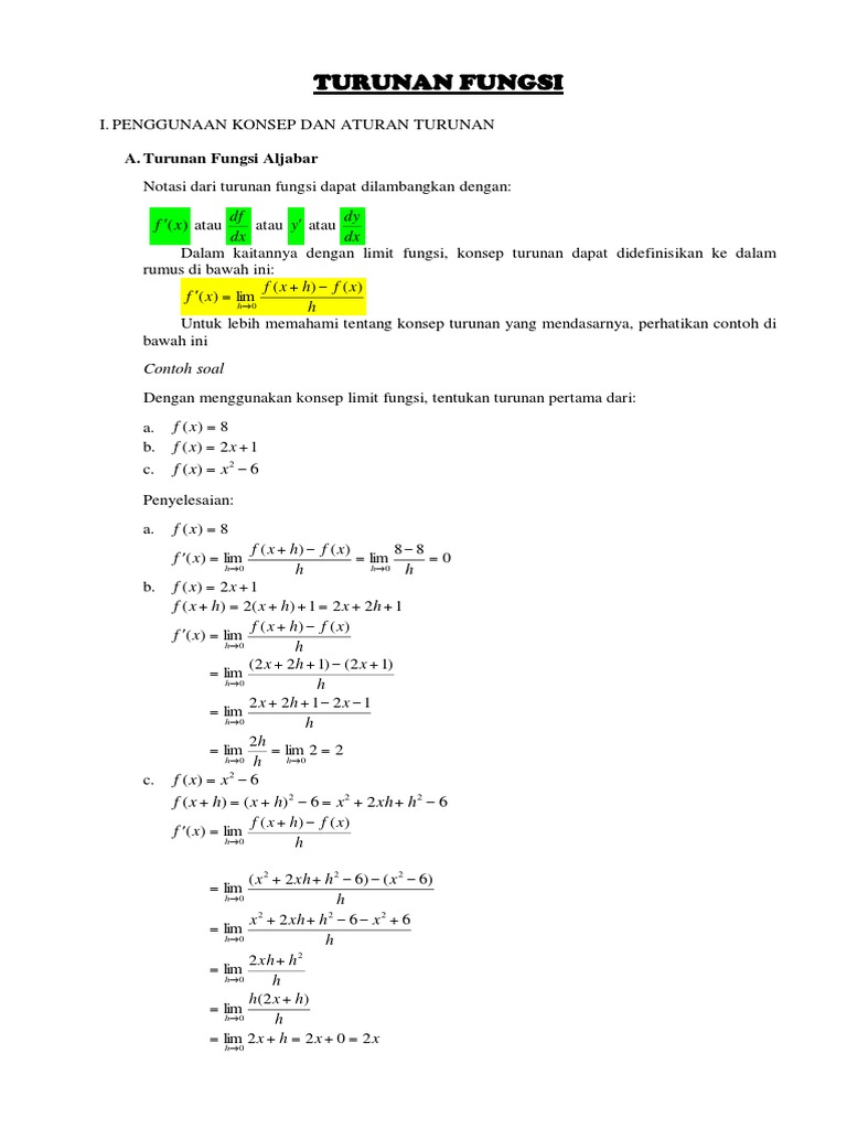 Turunan Fungsi Aljabar dan Trigonometri | PDF