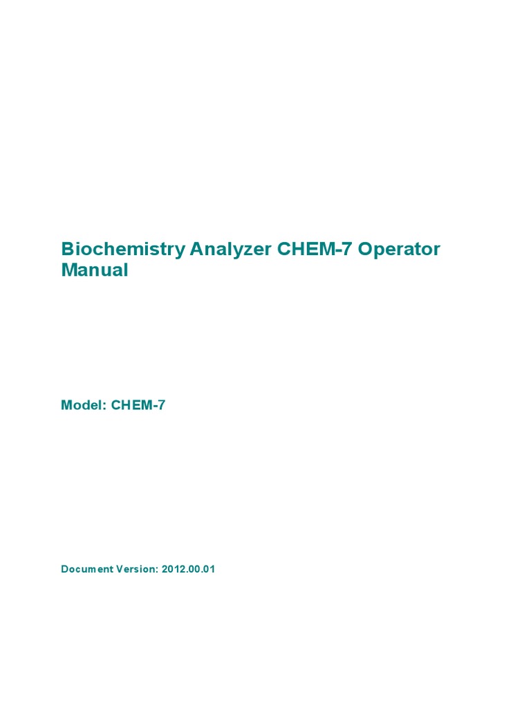 CHEM-7 Biochemistry Analyzer Manual | PDF