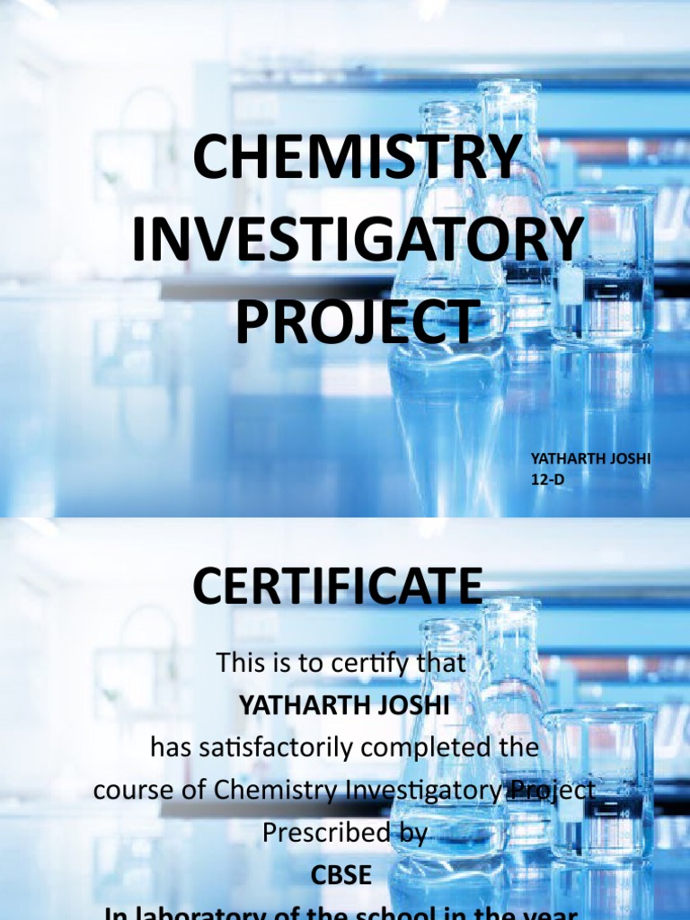 Chemistry Investigatory Project | PDF | Antimicrobial | Disinfectant