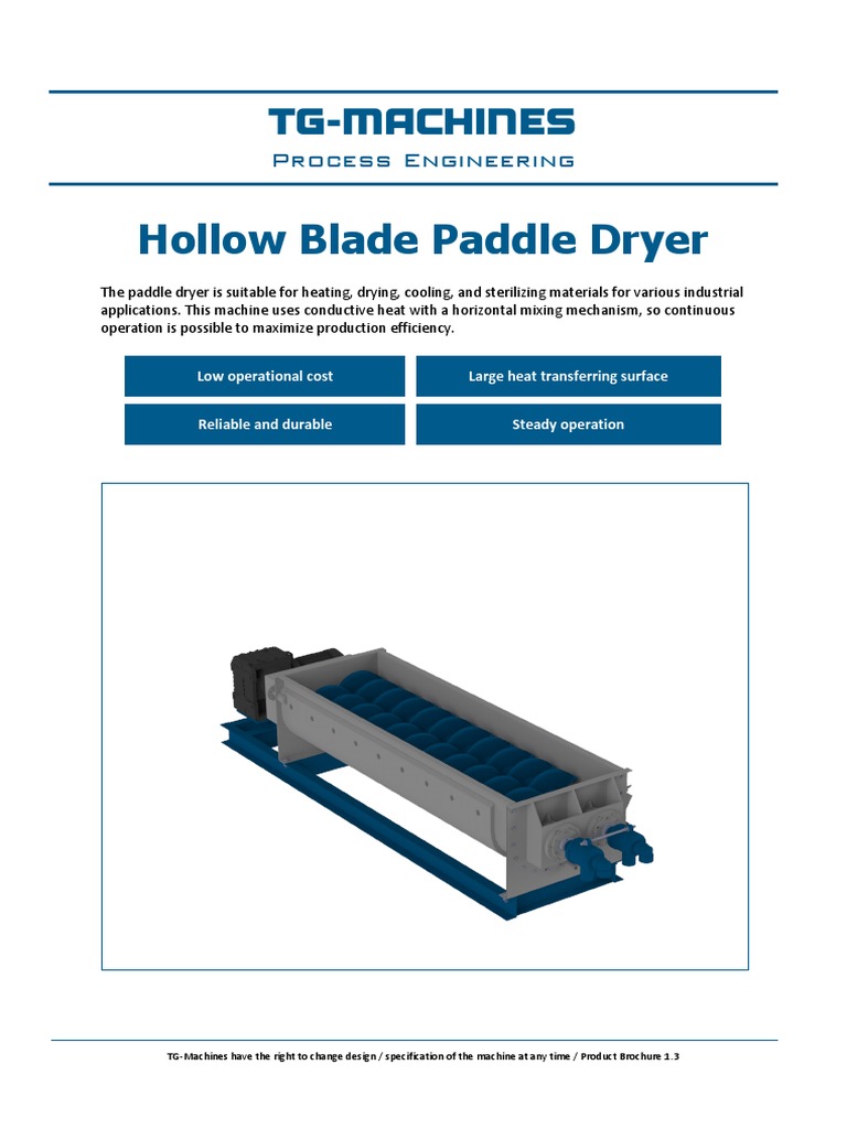 Industrial Paddle Dryer Guide | PDF | Clothes Dryer | Process Engineering