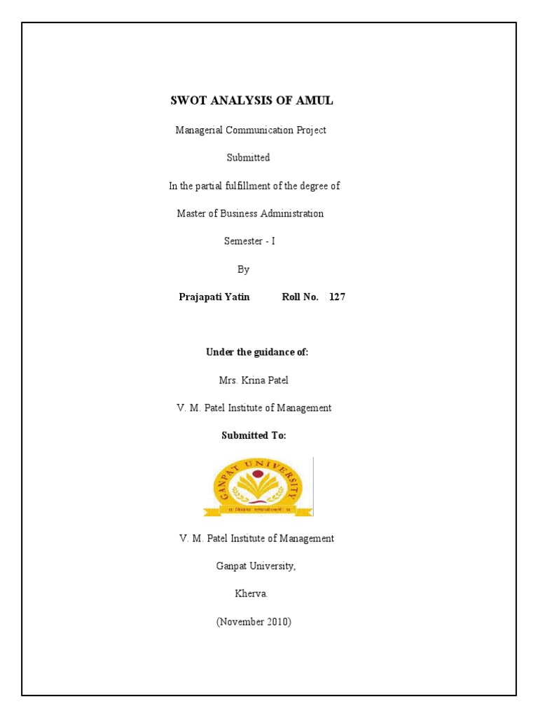 Swot Analysis of Amul: Prajapati Yatin Roll No. 127 | PDF | Dairy ...