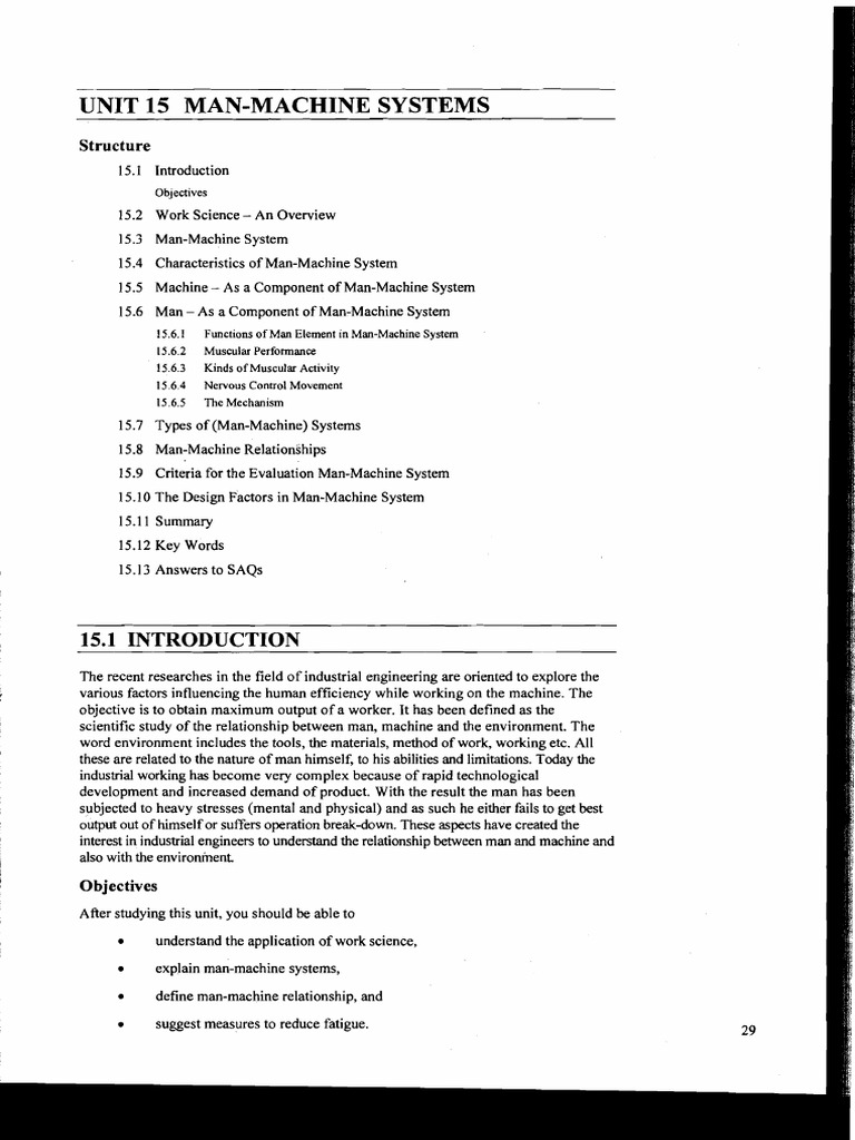 Unit 15 Man-Machine Systems: Structure | PDF | Skeletal Muscle | Senses