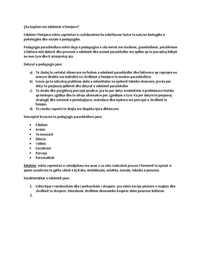 Pedagogjia Parashkollore | PDF