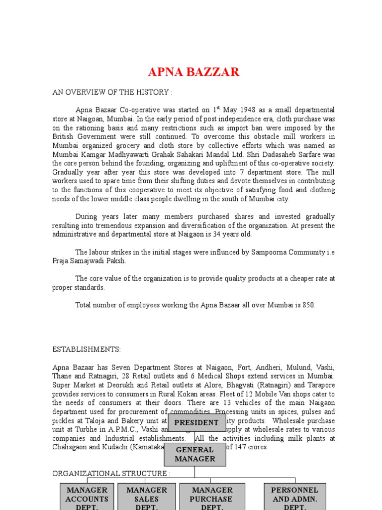 Apna Bazar | PDF | Retail | Cooperative