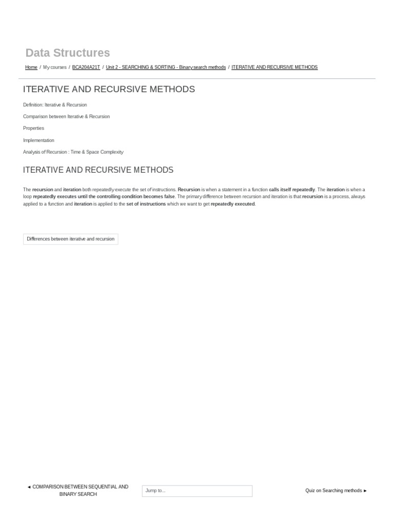 Data Structures: Iterative and Recursive Methods | PDF | Subroutine ...