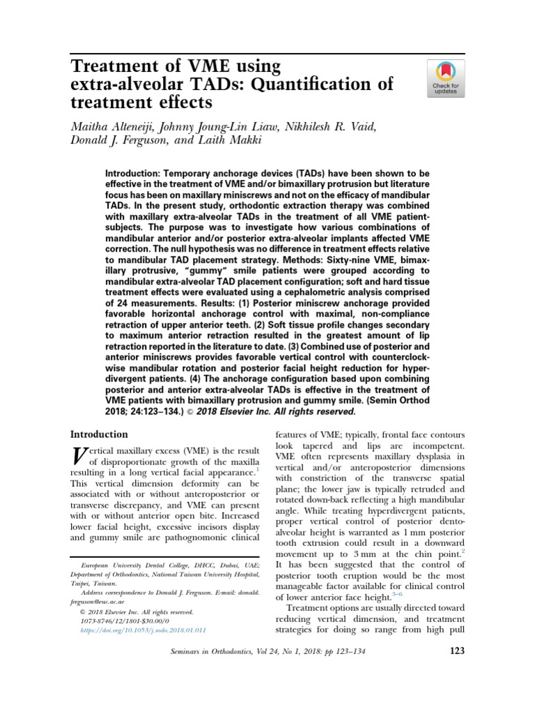 VME Treatment with Extra-Alveolar TADs | PDF | Dentistry Branches ...