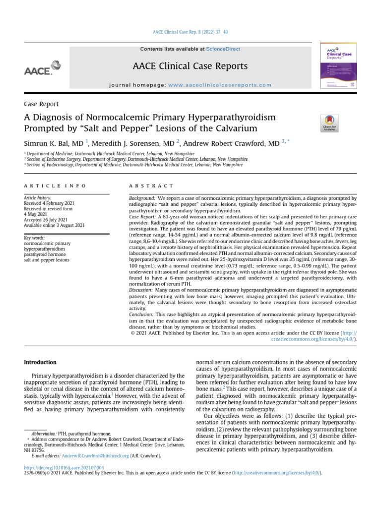 A Diagnosis of Normocalcemic Primary Hyperparathyroidism - 2022 - AACE ...