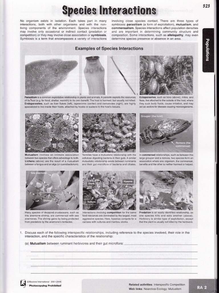 Species Interactions | PDF | Parasitism | Symbiosis