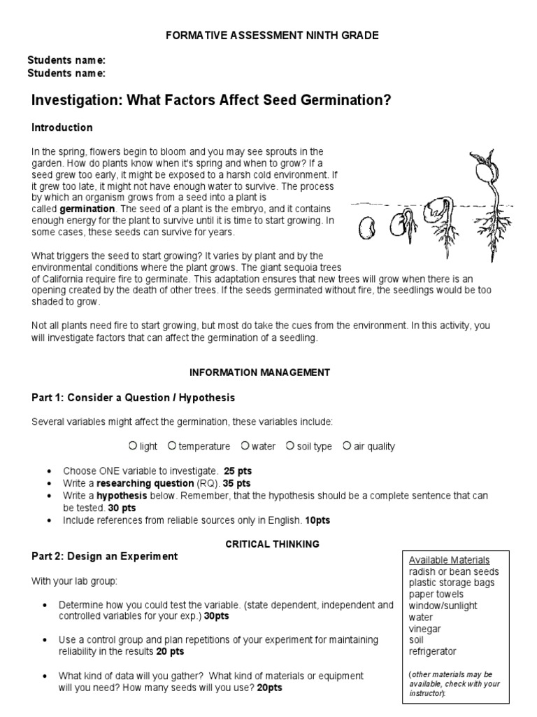 Factors Influencing Seed Germination | PDF | Germination | Experiment