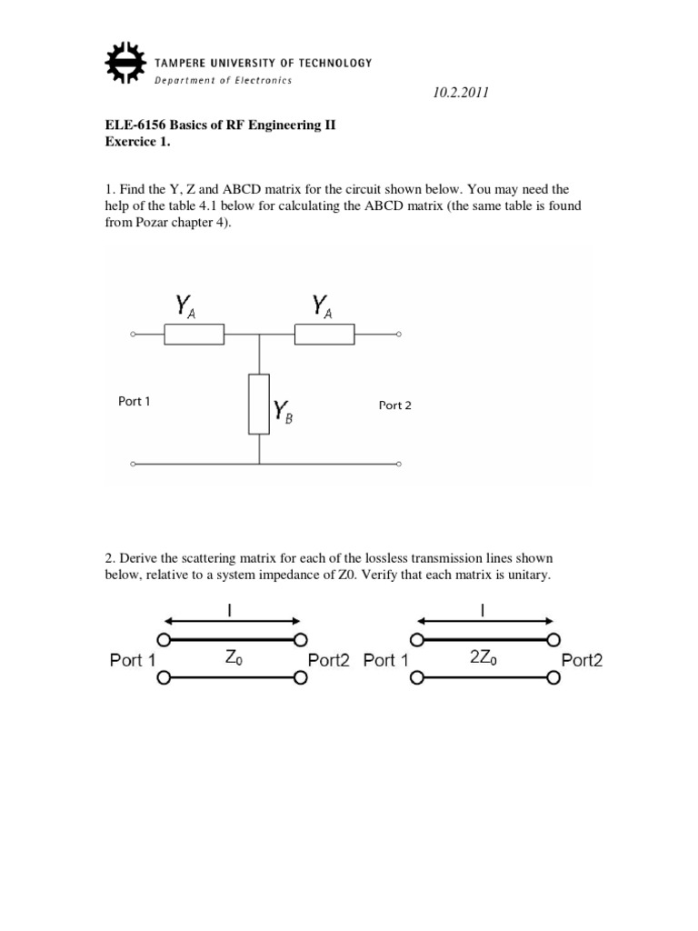 RF Engineering II: Matrix Calculations | PDF
