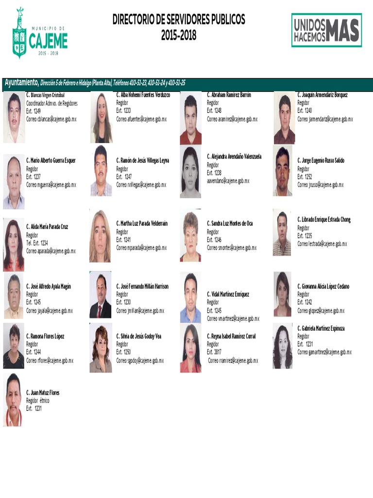 Directorio Servidores Públicos Cajeme 2015-2018 | PDF | Gobierno