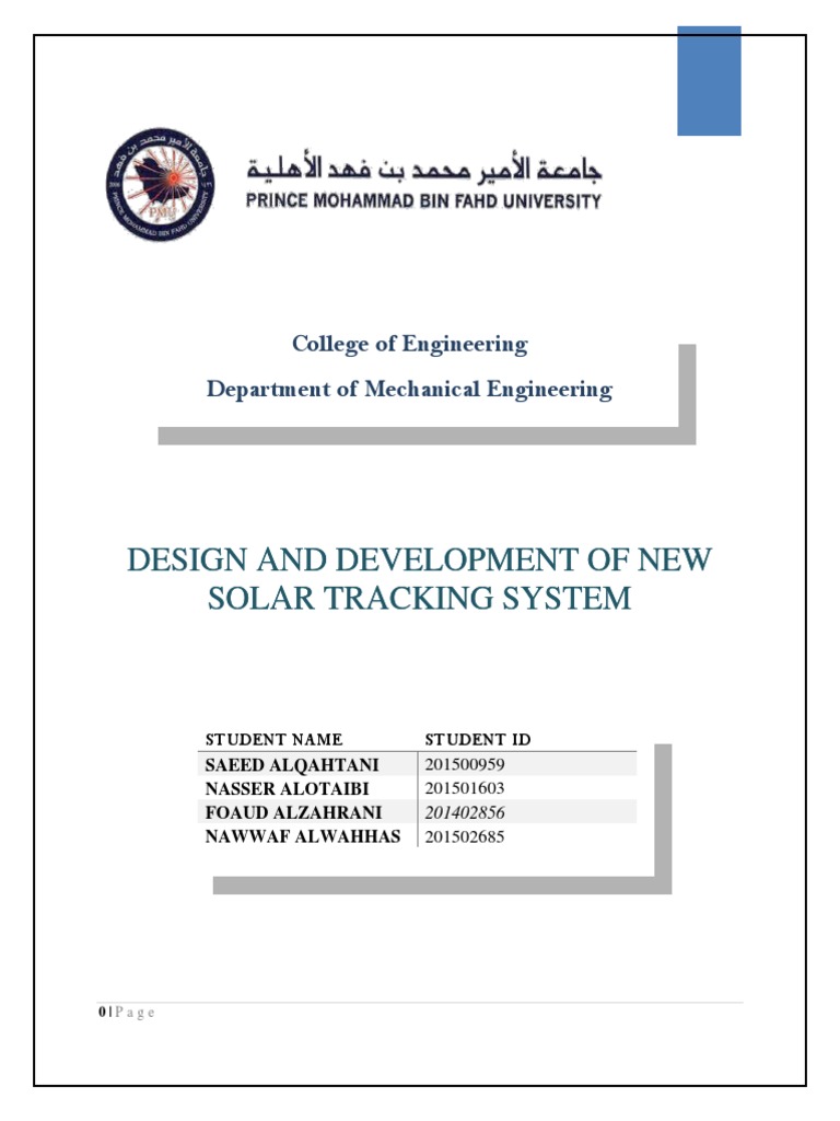 Design Development of New Solar Tracking System Report | PDF ...